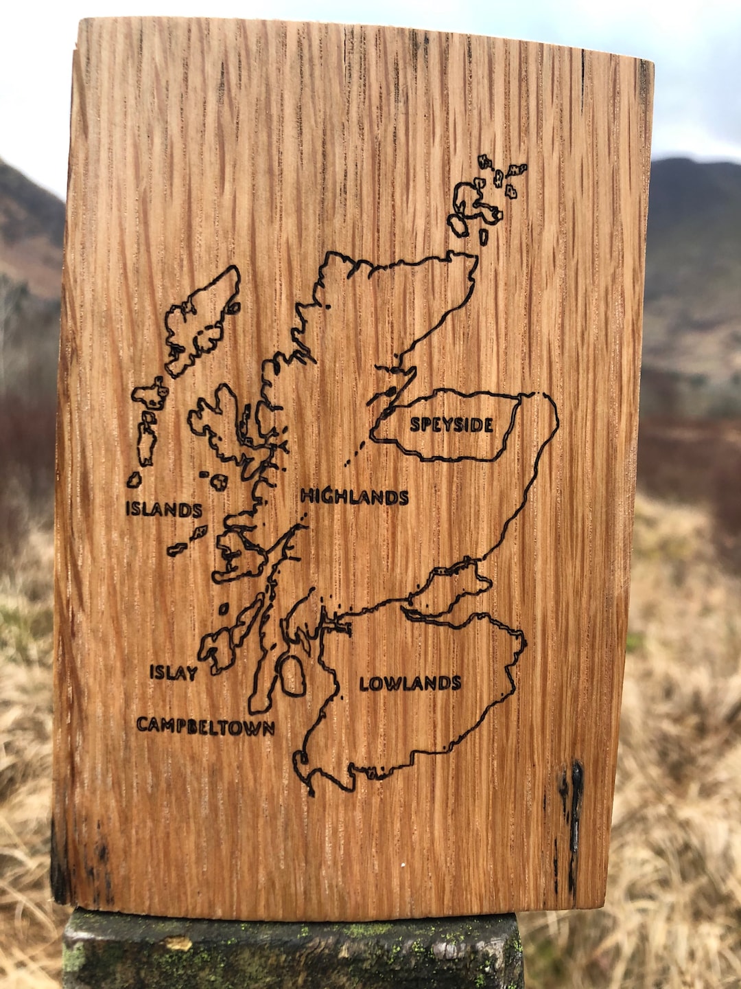 Malt Scotch Regions Map Plaque / Ornament. Solid Oak. Scottish Gifts ...