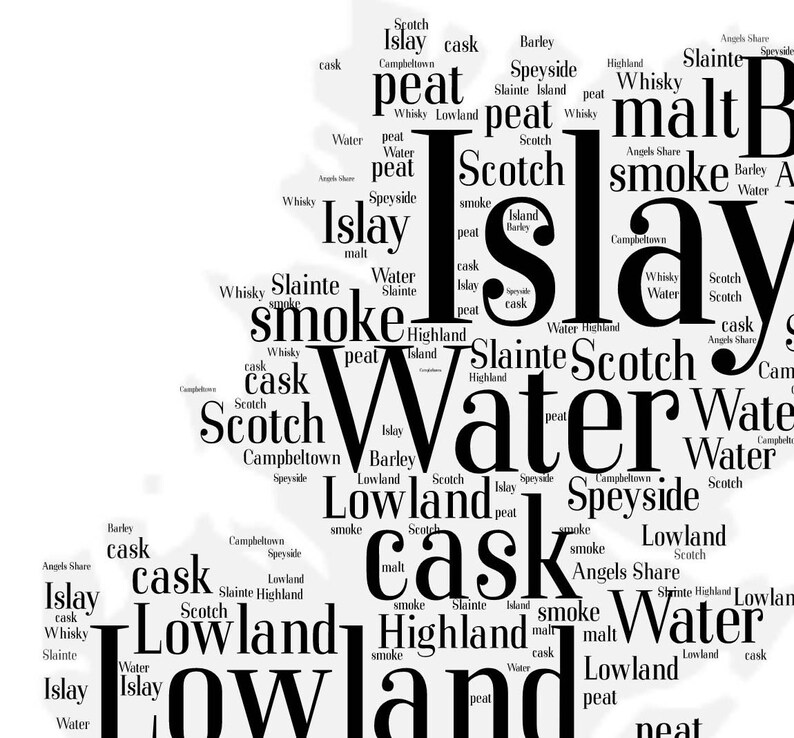 Whisky Word Map of Scotland Print Unframed Malt Scotch - Etsy UK