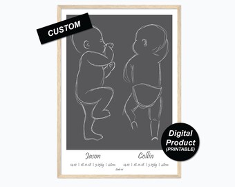BIRTH POSTER in SCALE 1:1, Custom Baby Gift, Personalised Newborn ...