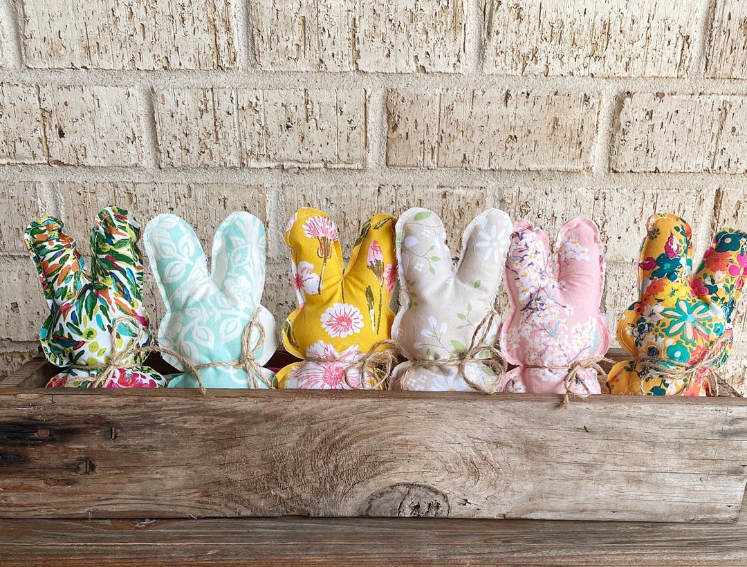 Farmhouse Fabric Bunnies, Stuffed Bunnies, Spring Basket Fillers ...