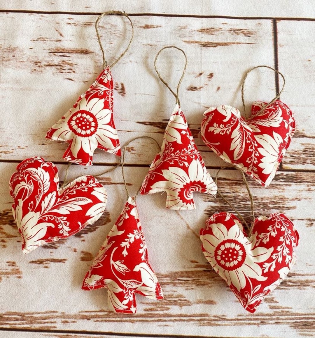 Handmade Ornament Fabric Ornaments Christmas Ornament red Poinsettias ...