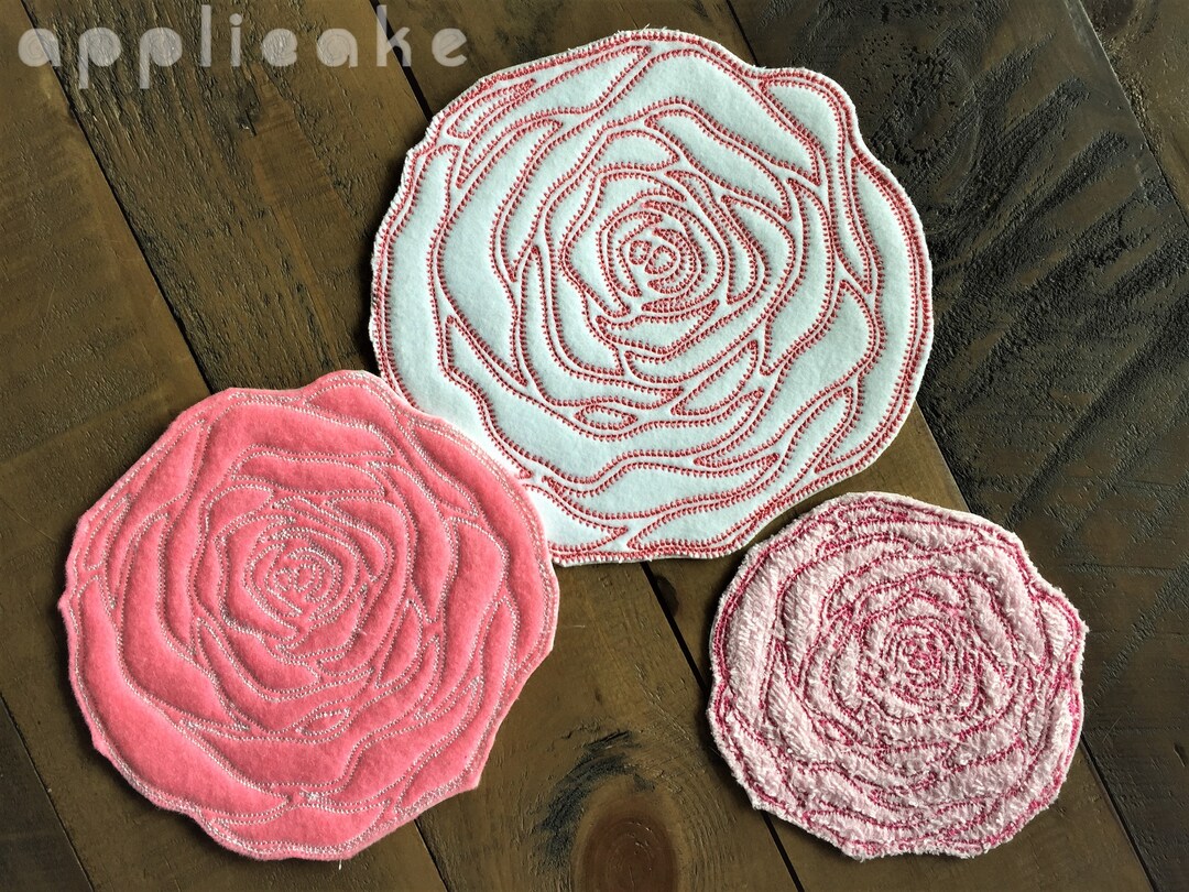 Beautiful Rose Patch, Applique Design Files:different Sizes Available ...