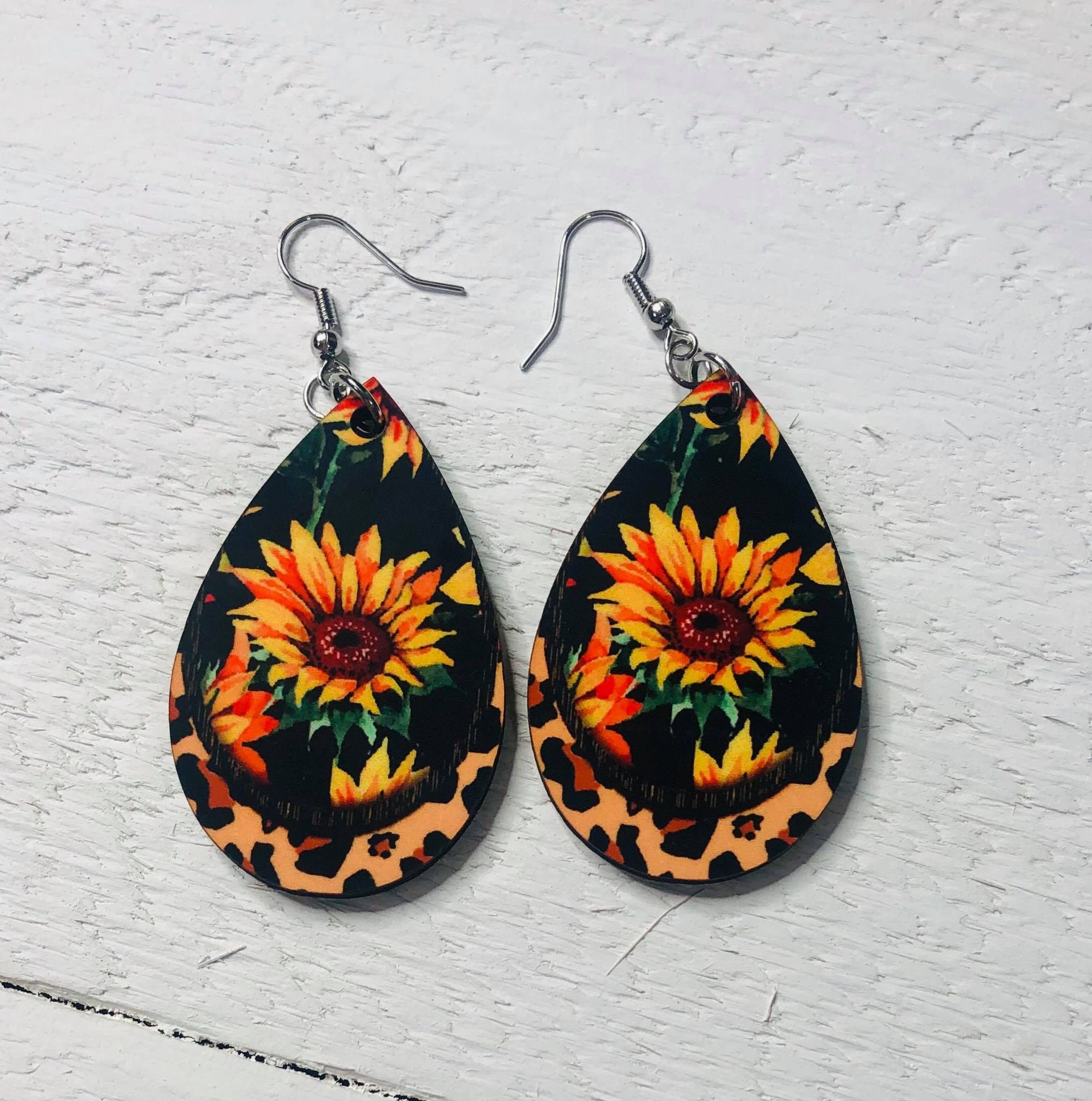 Sunflower Jewelry, Teardrop Holiday Earring, Fashion Gift for Her, Thin ...