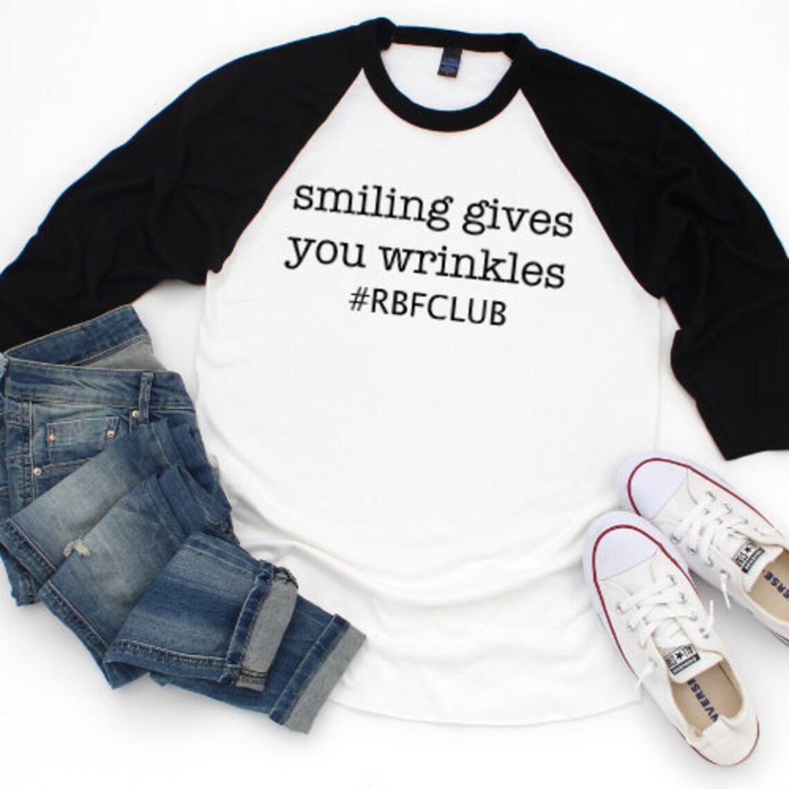 Smiling Gives You Wrinkles Raglan Shirt RBF Club Resting - Etsy