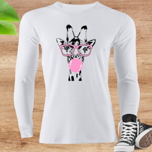 Giraffe Blowing a Bubble Shirt, Funny Giraffe T-shirt, Zoo Shirt ...