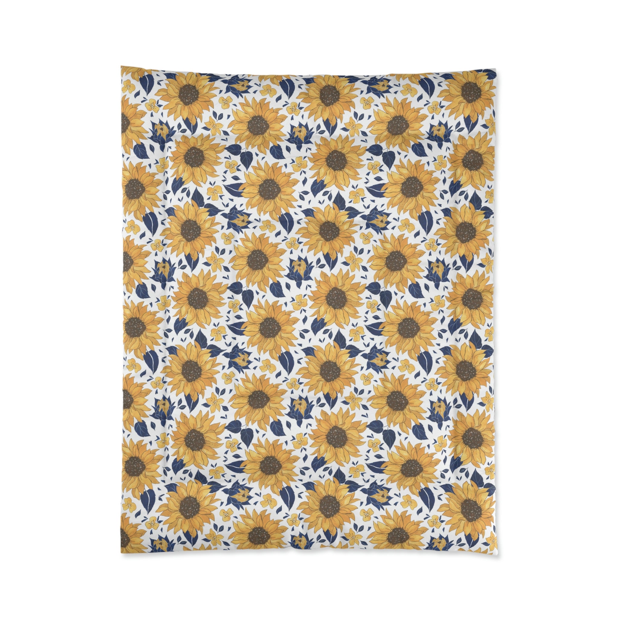Yellow SUNFLOWER Comforter Sun Flower Quilt Cover White Blue Floral ...