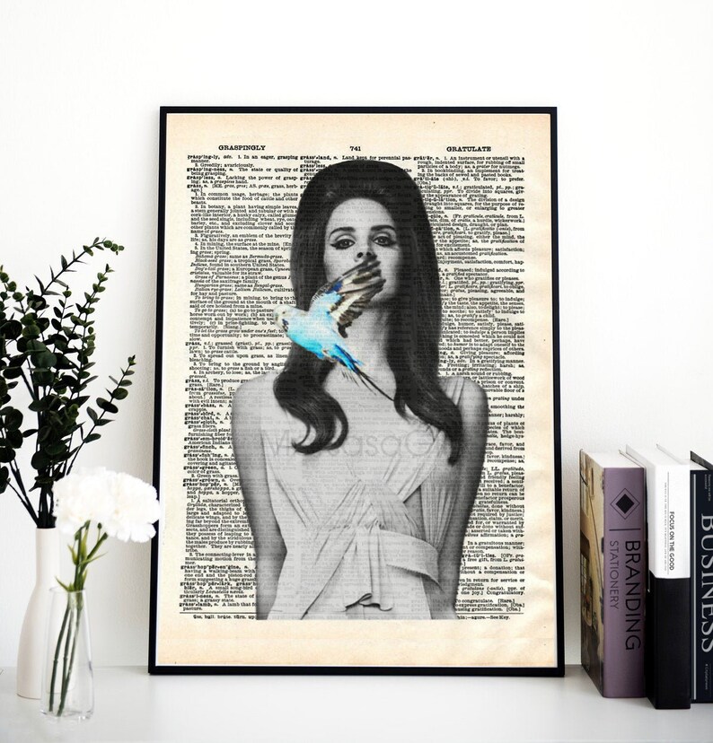 Lana Del Rey Art Blue Bird Minimalist Art Dictionary Print - Etsy Australia