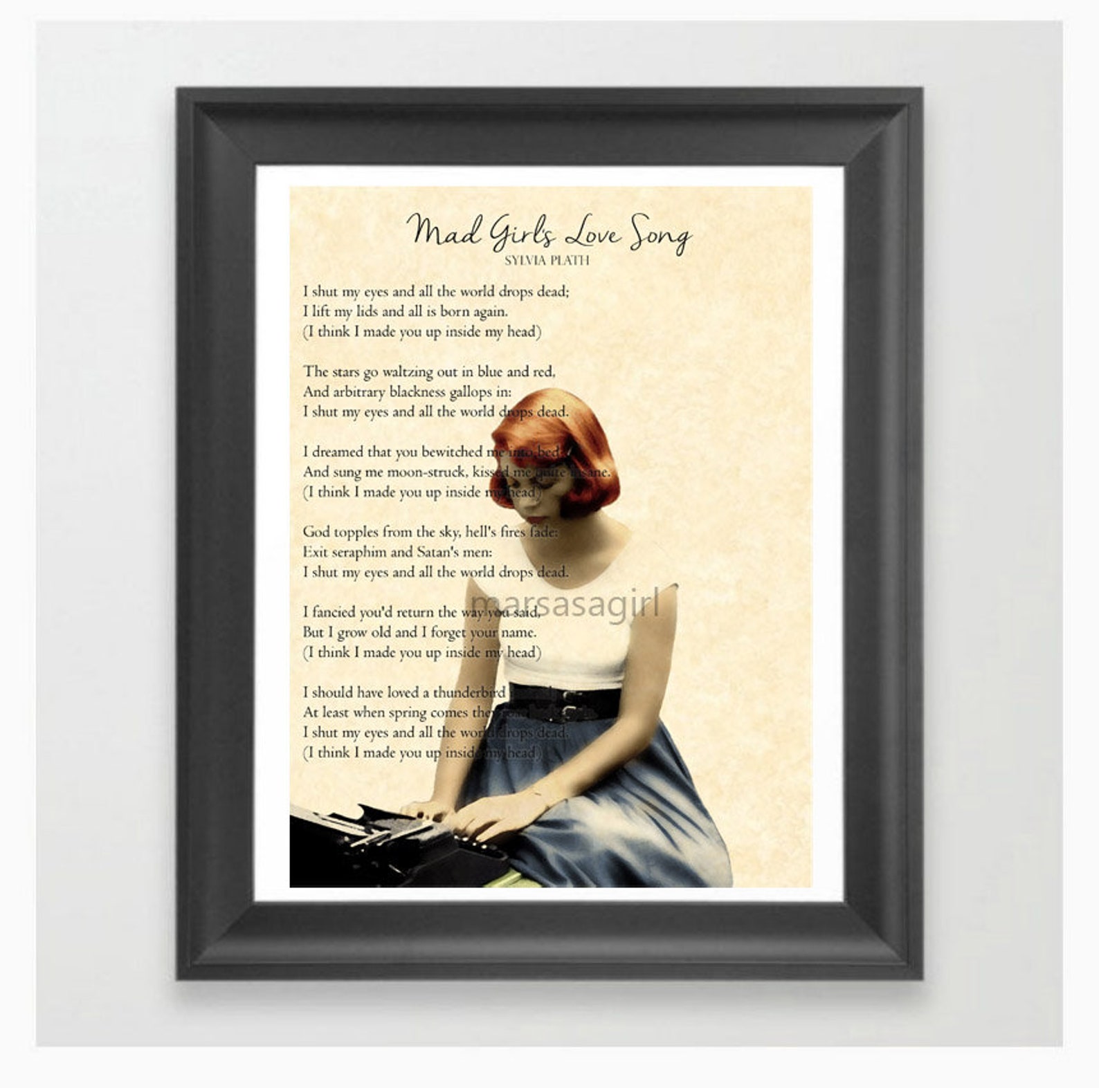 Sylvia Plath Mad Girl's Love Song Poem Art Print - Etsy Hong Kong