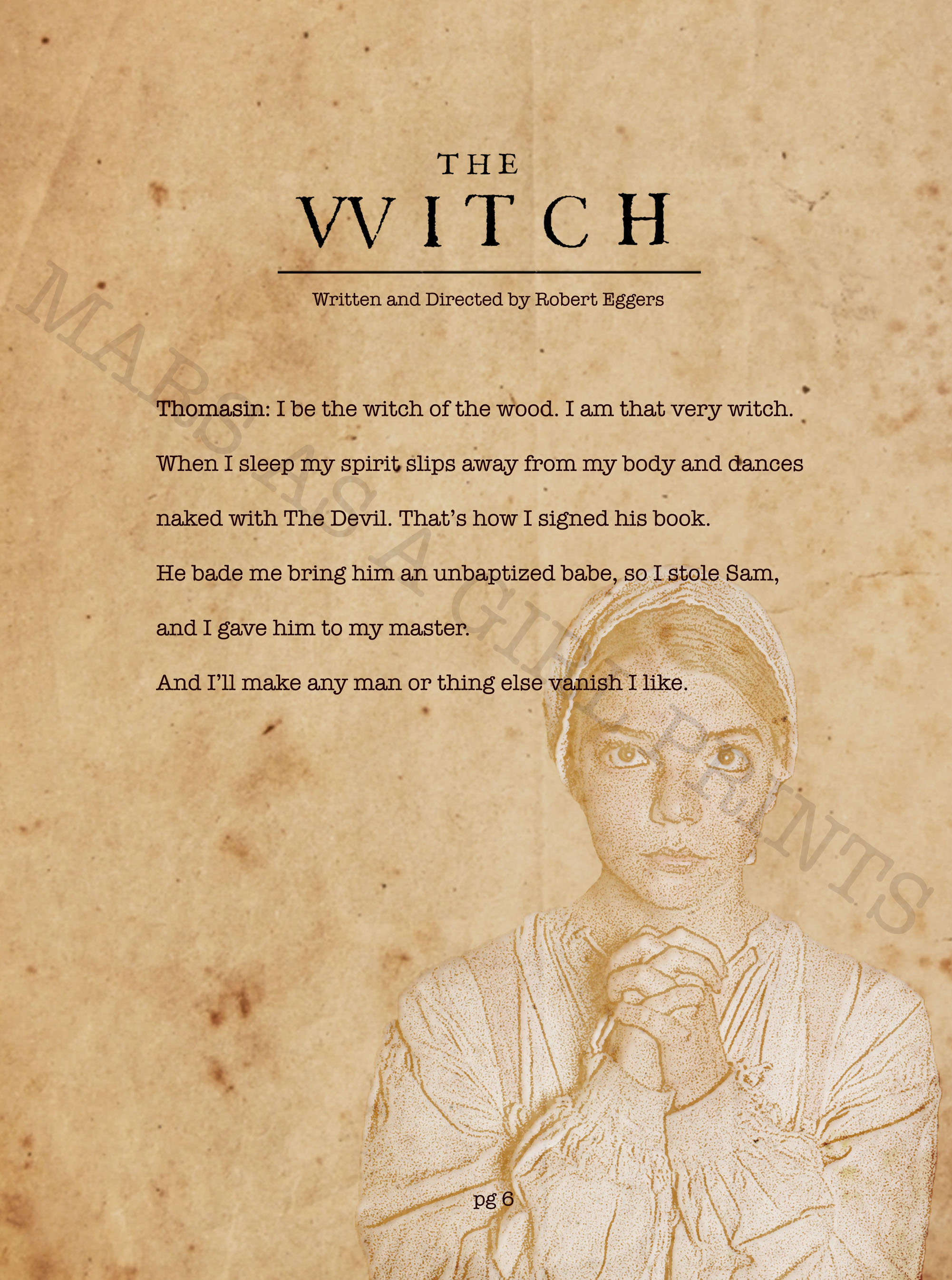 The Witch Film Print Thomasin I Be the Witch of the Wood | Etsy