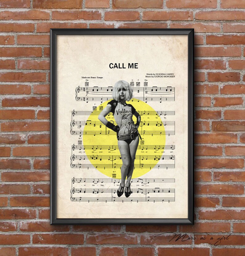 Blondie Art Debbie Harry 1980s Call Me Lyrics Music Sheet - Etsy