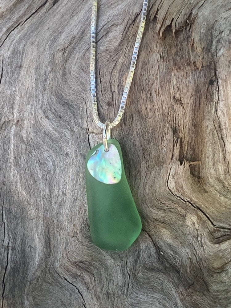 Sea Glass & Abalone Pendant Necklaces - Etsy