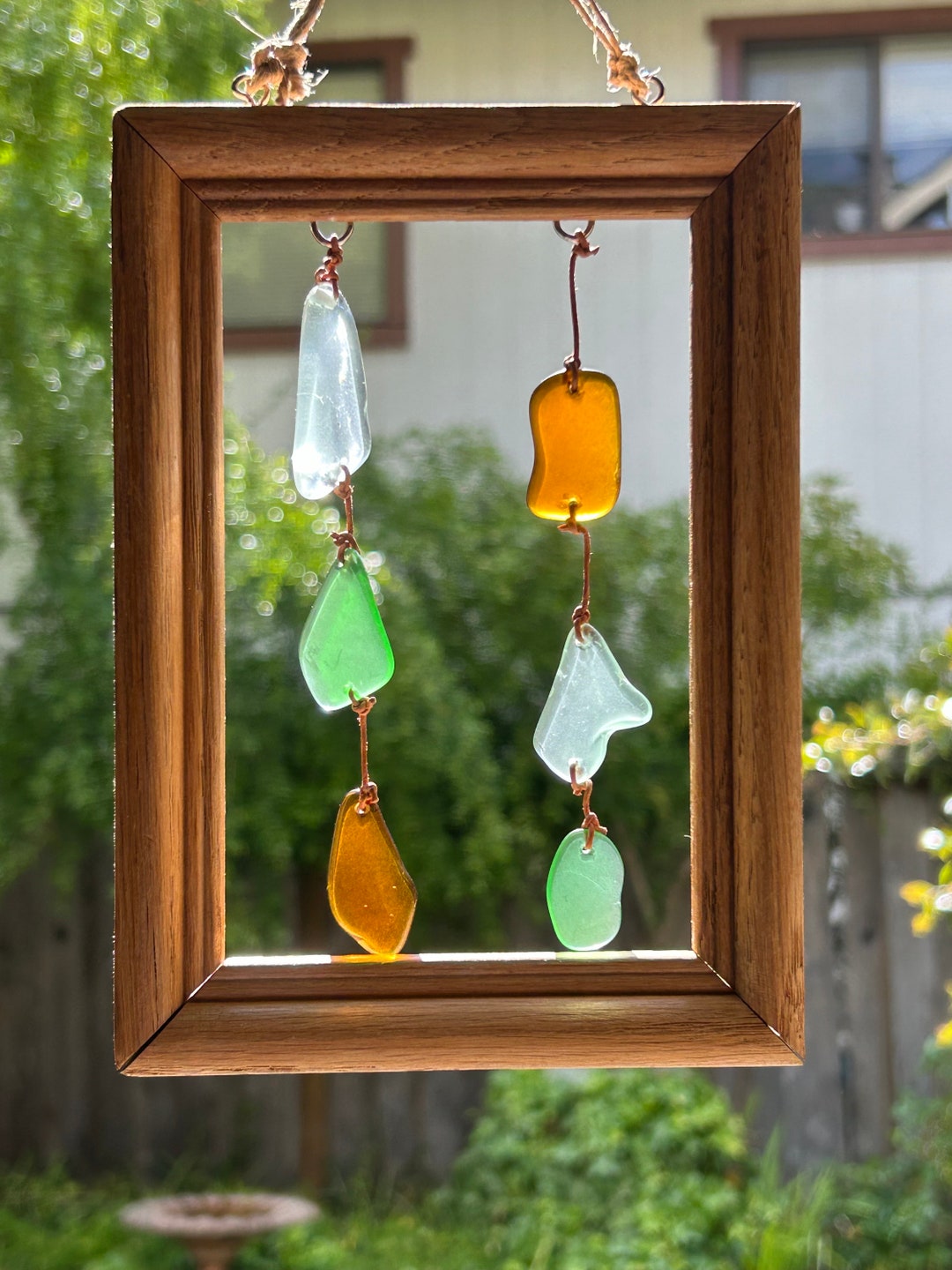 Wood Framed Sea Glass Sun Catchers - Etsy