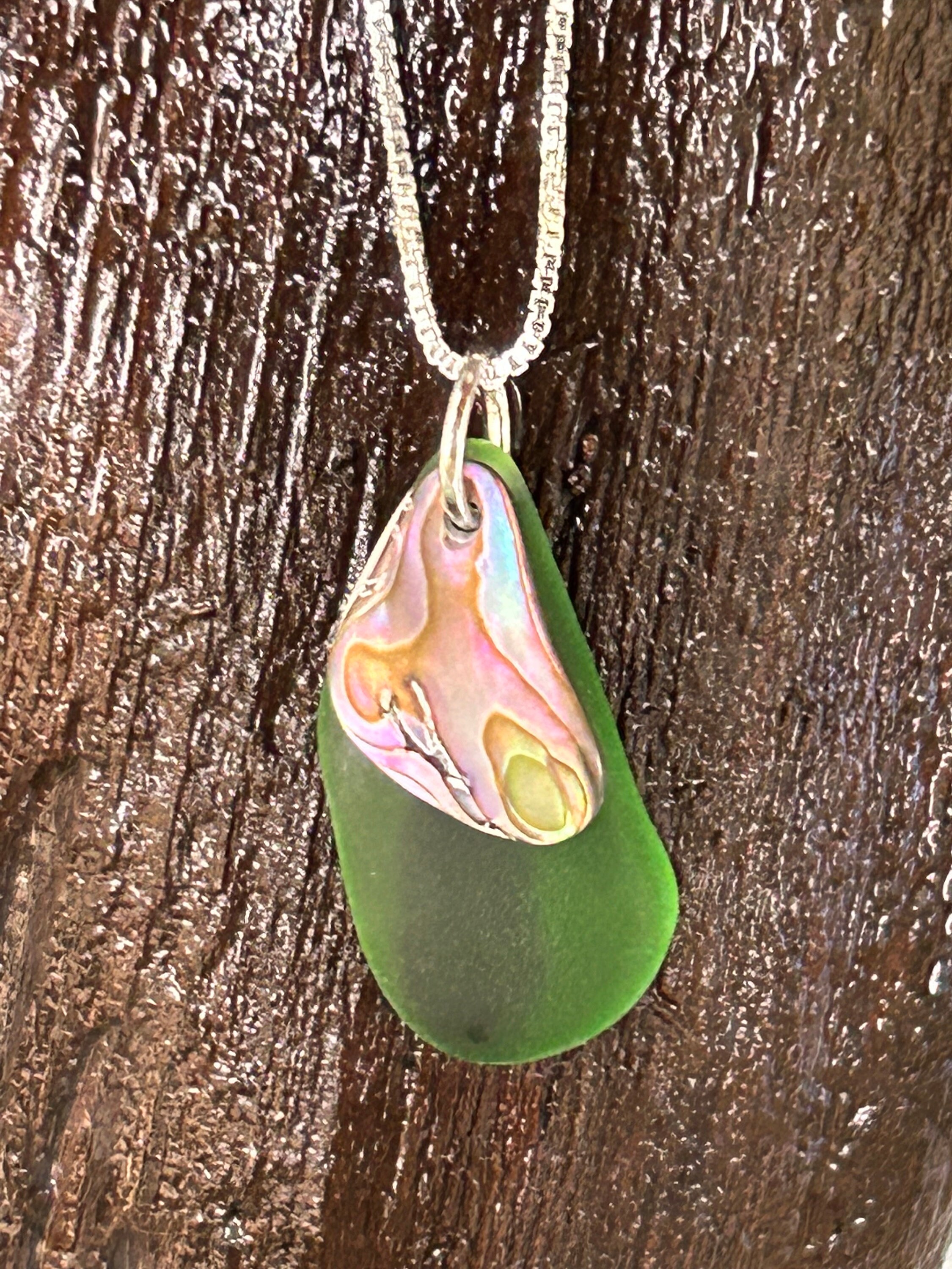 Sea Glass & Abalone Pendant Necklaces - Etsy