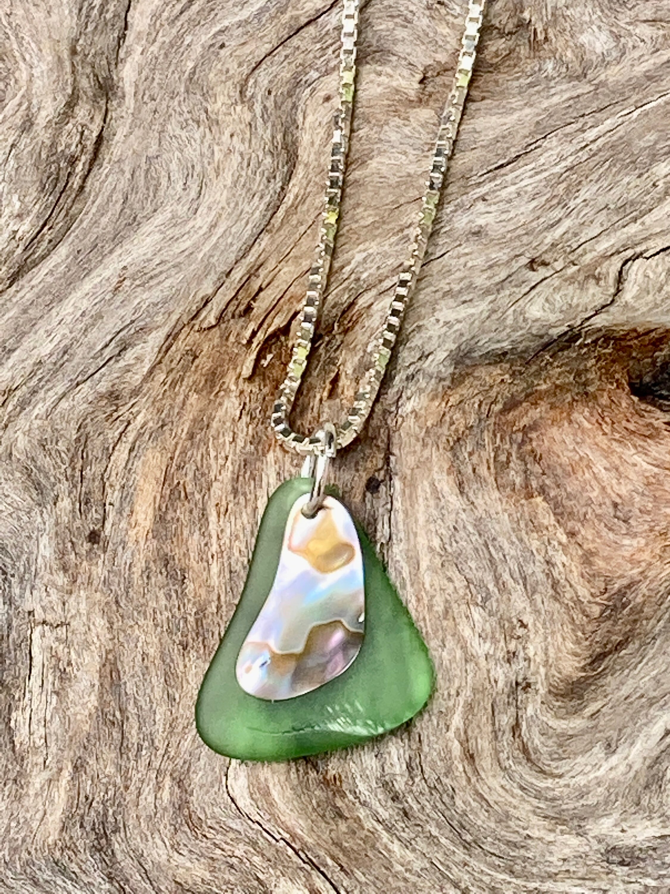 Sea Glass & Abalone Pendant Necklaces - Etsy