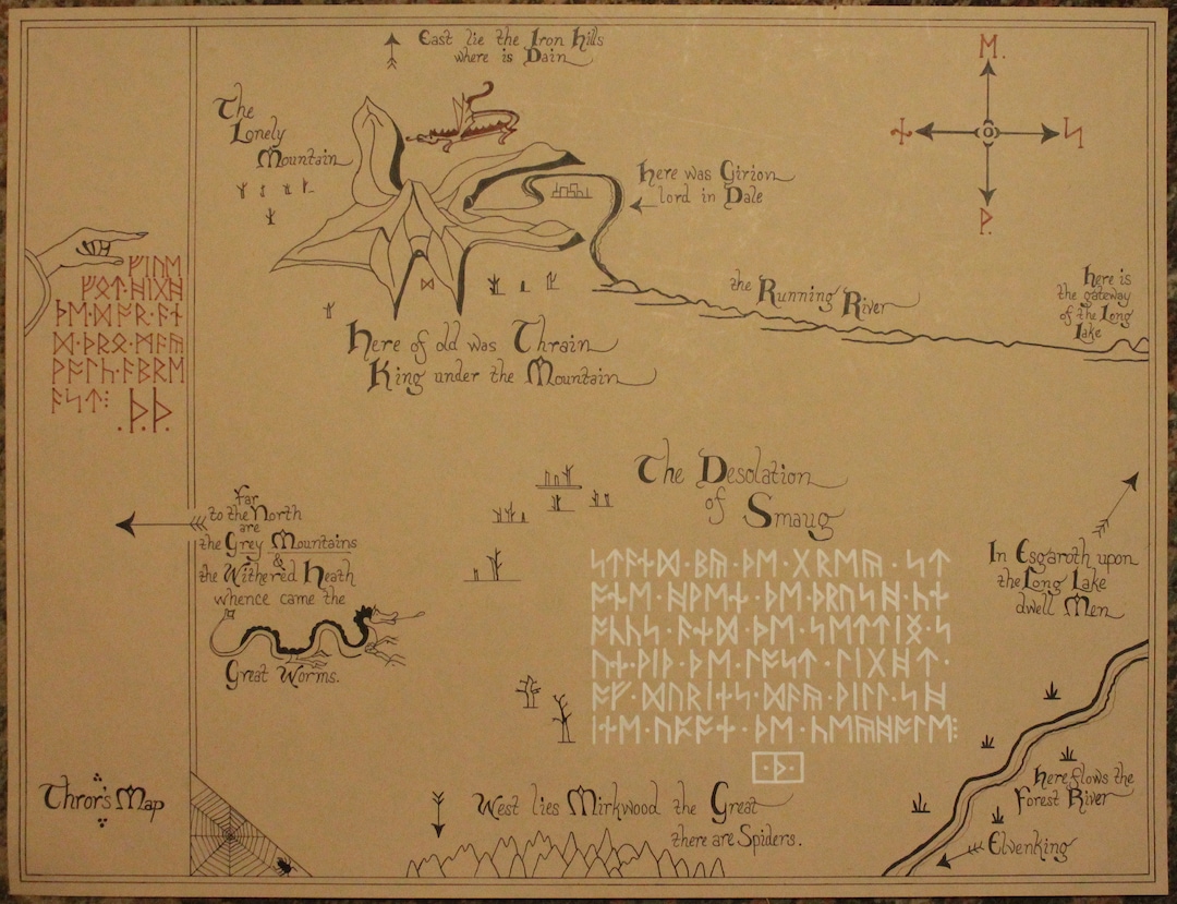 Handmade Thror's Map From the Hobbit Book Version - Etsy