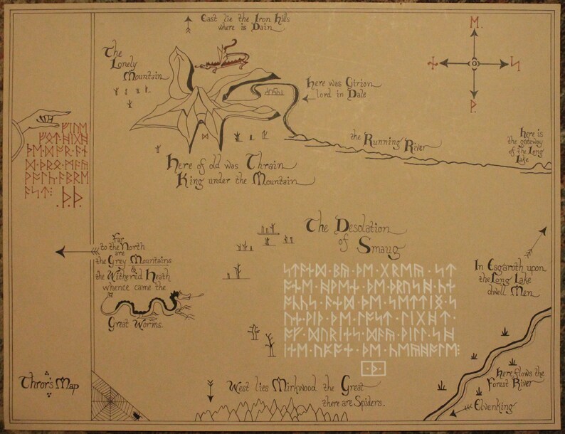 Handmade Thror's Map From the Hobbit Book Version - Etsy