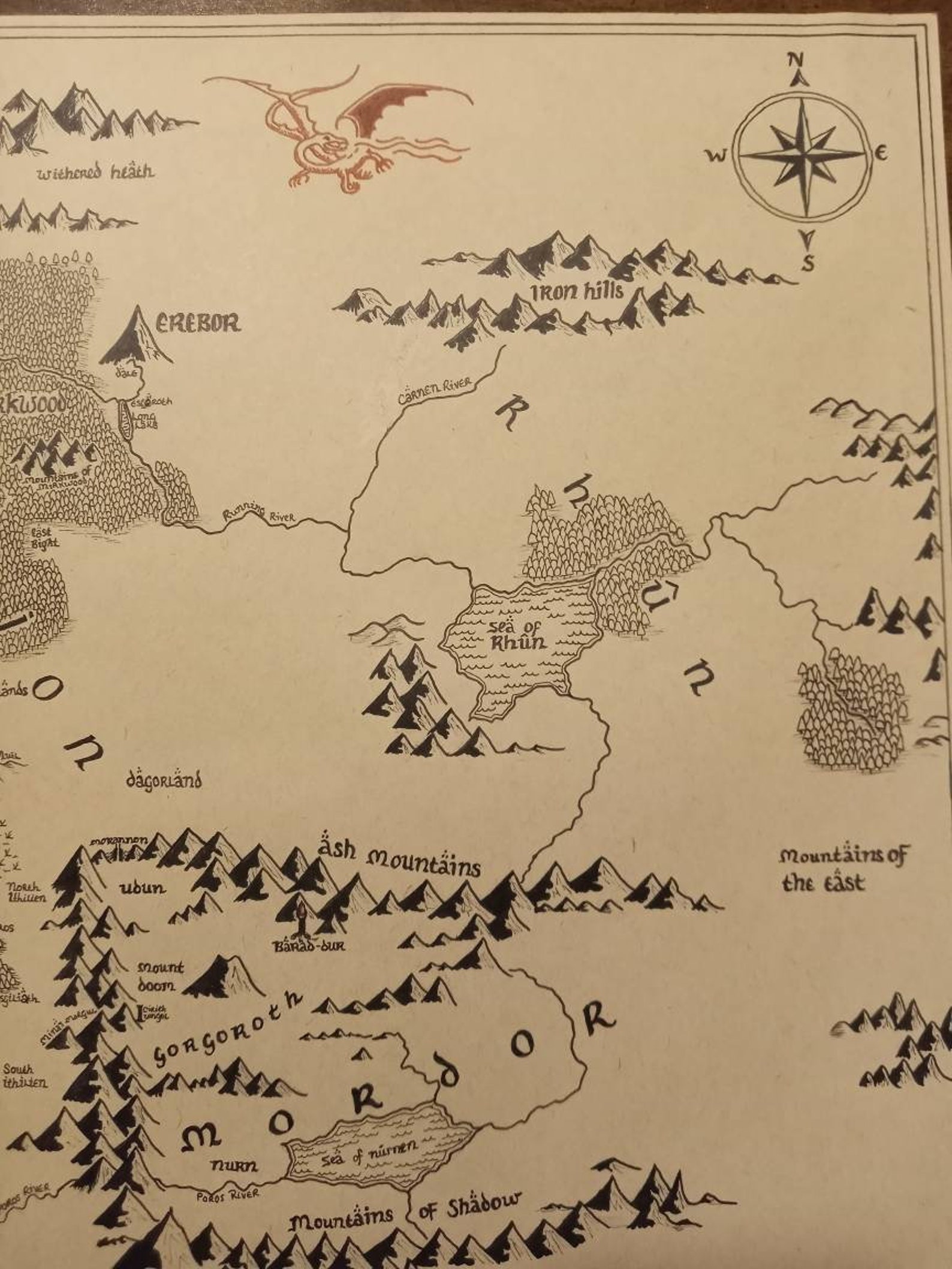 Handdrawn J.R.R. Tolkien Map of Middle Earth in the Third 3rd Age - Etsy