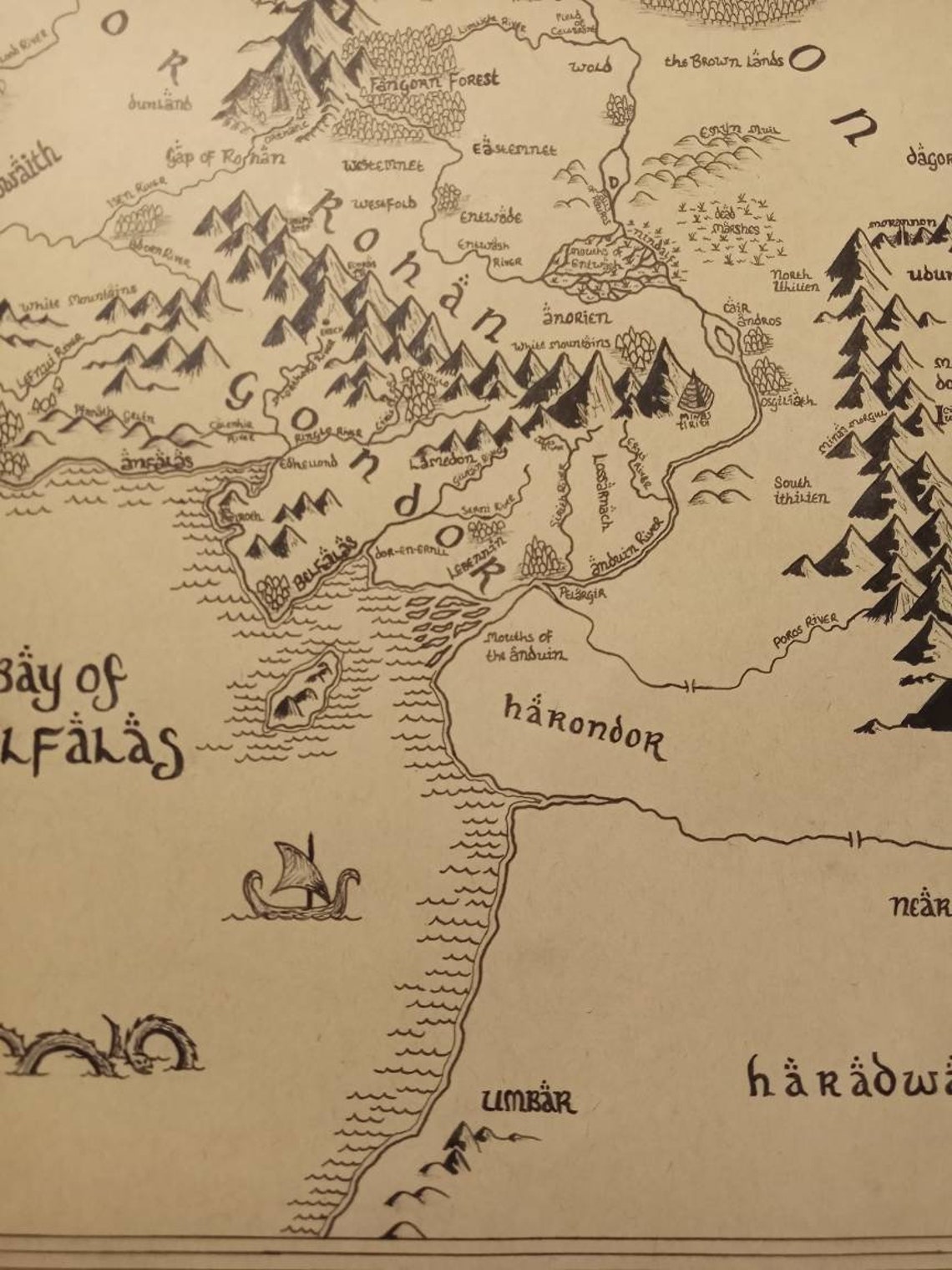 Handdrawn J.R.R. Tolkien Map of Middle Earth in the Third 3rd Age - Etsy