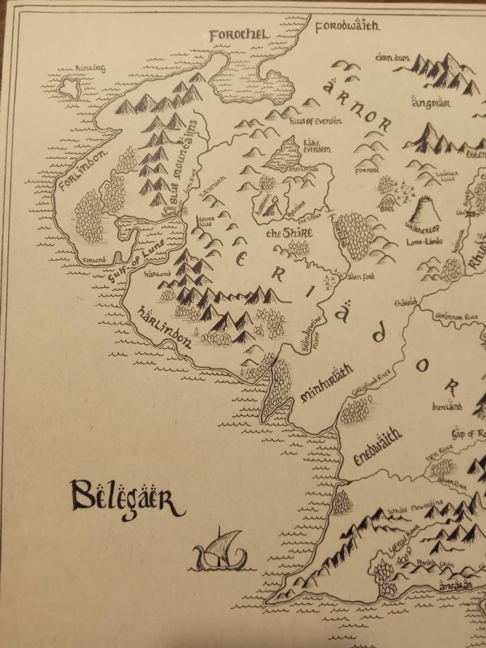 Mapa de J.R.R. Tolkien dibujado a mano de la Tierra Media en la Tercera ...