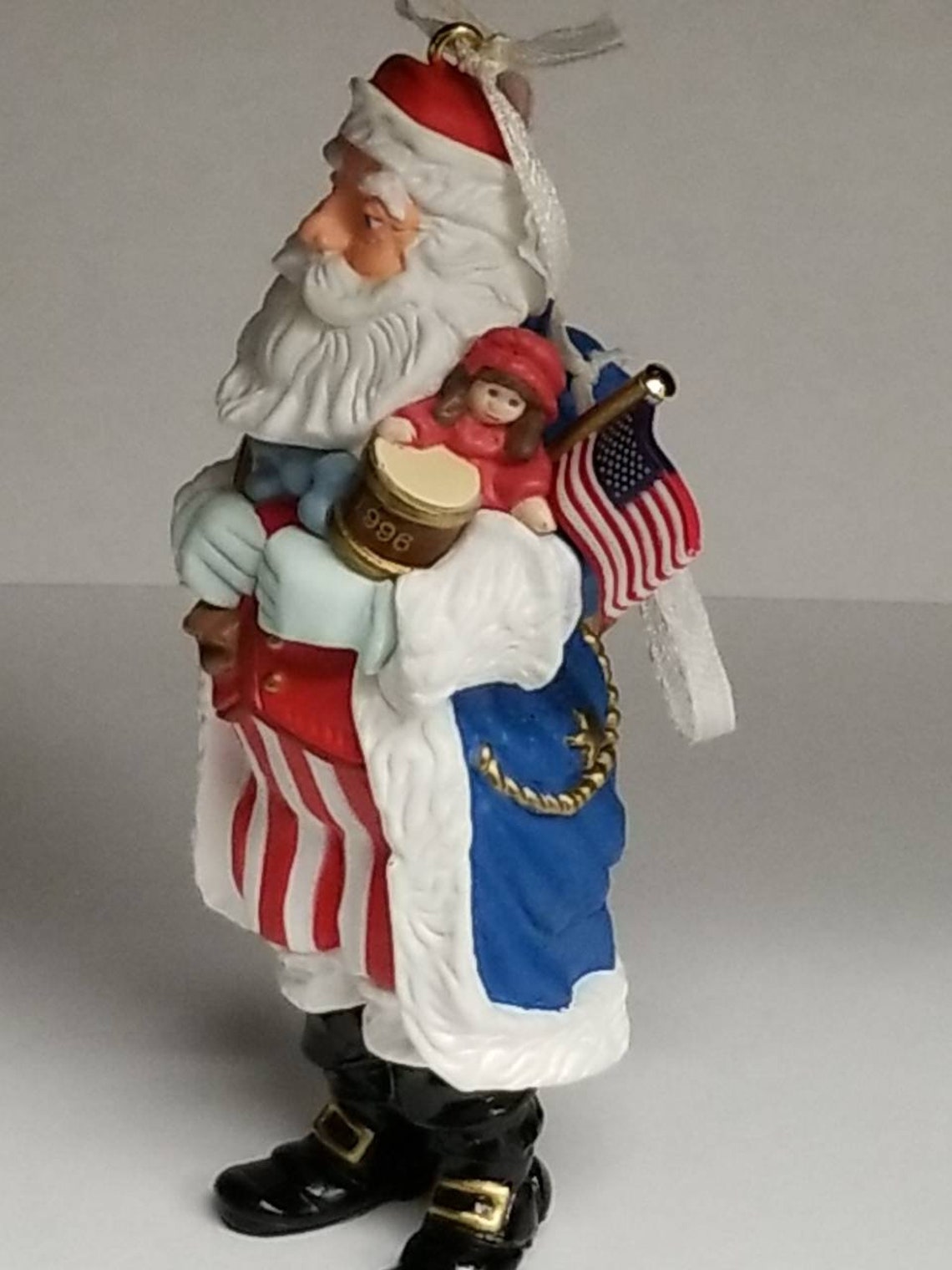 1996 Ken Crow Hallmark Patriotic Santa Claus Hanging Loose Ornament - Etsy