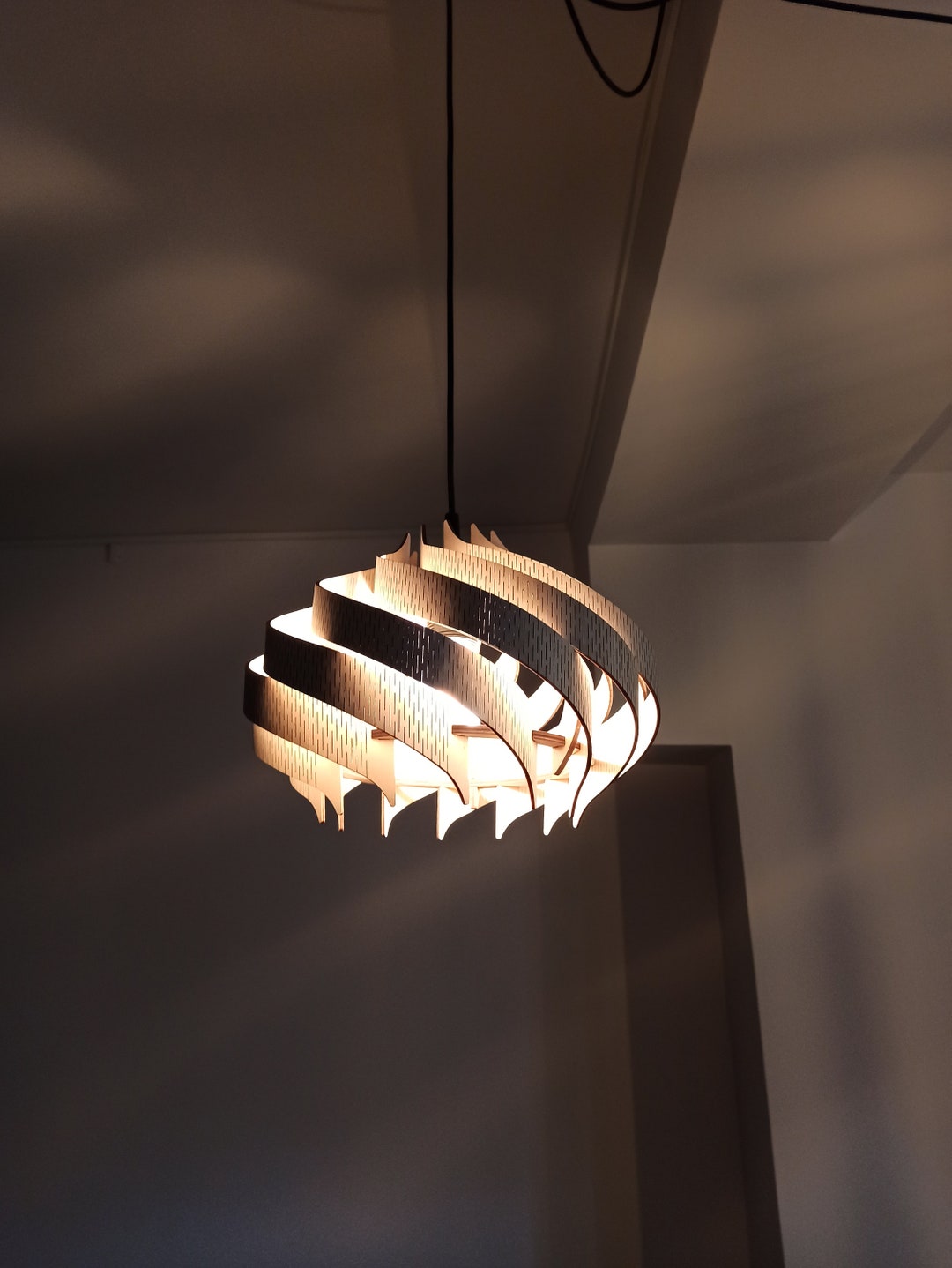 Ceiling Light / Wooden Pendant Lamp Mini Majesty / Hand Made Unique ...