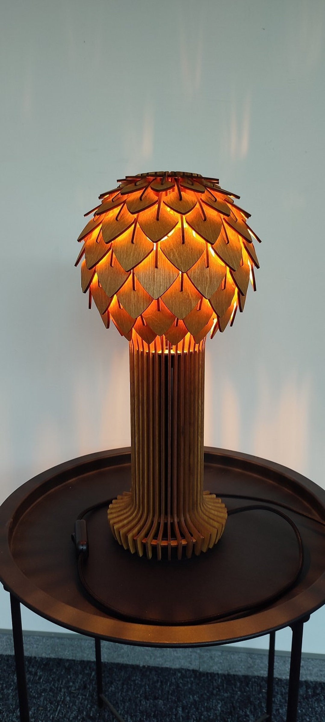 Modern Oak Night Light: Unique Desk & Table Lamp, LED, Housewarming ...