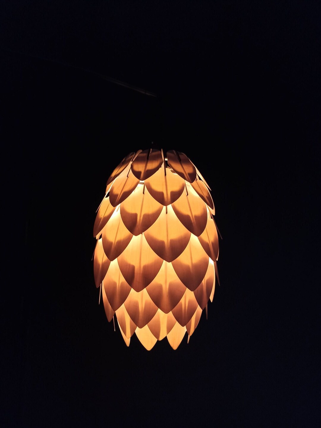 Handmade Wooden Pendant Lamp: "the Hops" Unique Color Shade - Etsy