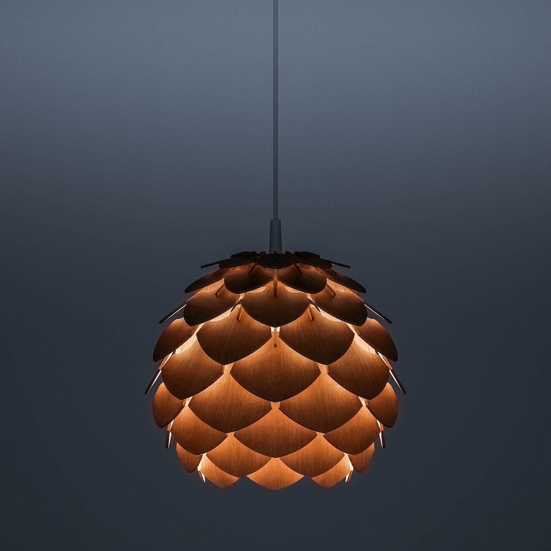 Wooden Pendant Lamp Mini Pinecone Small Wooden Lamp Shade Unique Hanging Lamp Scandinavian ...