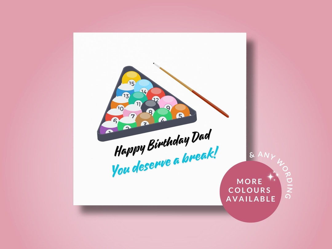 Personalised Snooker Birthday Card for Him Dad Granddad Grandson ...