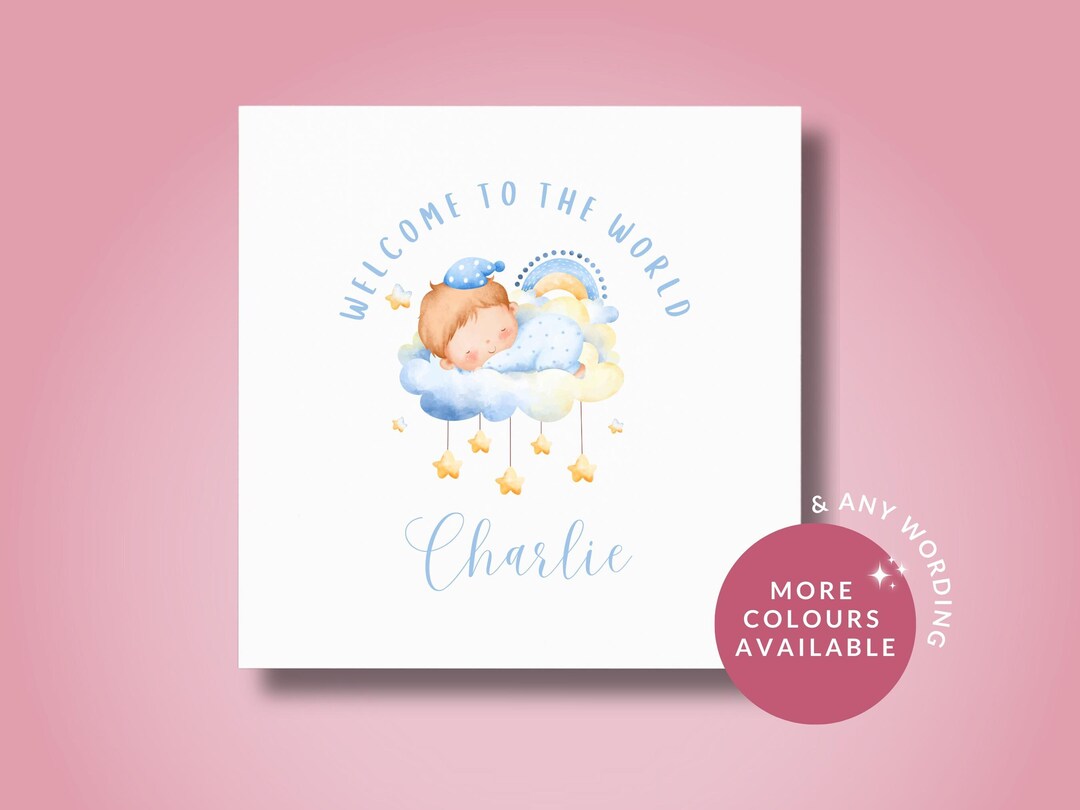 Personalised New Baby Boy Card // Blue Baby Boy Card, New Baby Boy ...