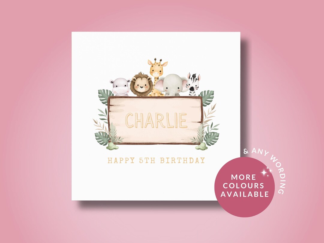 Personalised Safari Birthday Card, Wild One Birthday, Jungle Animals ...