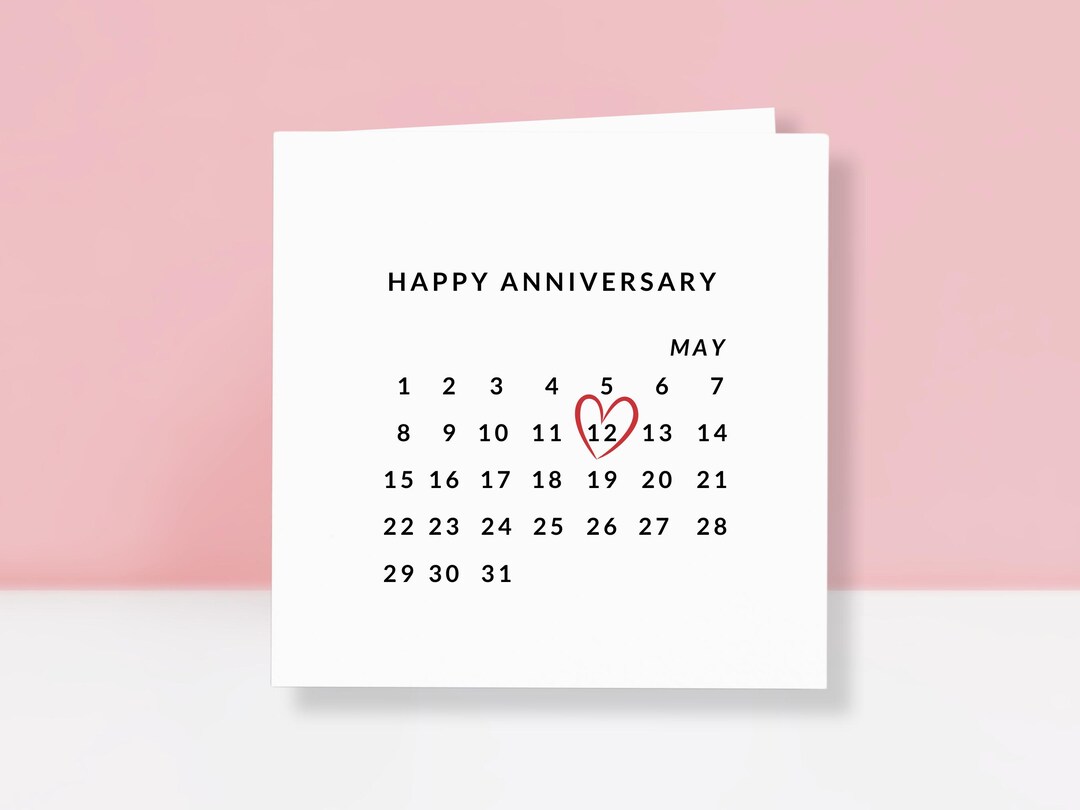 Custom Date Anniversary Card – Personalised Calendar Card - Etsy