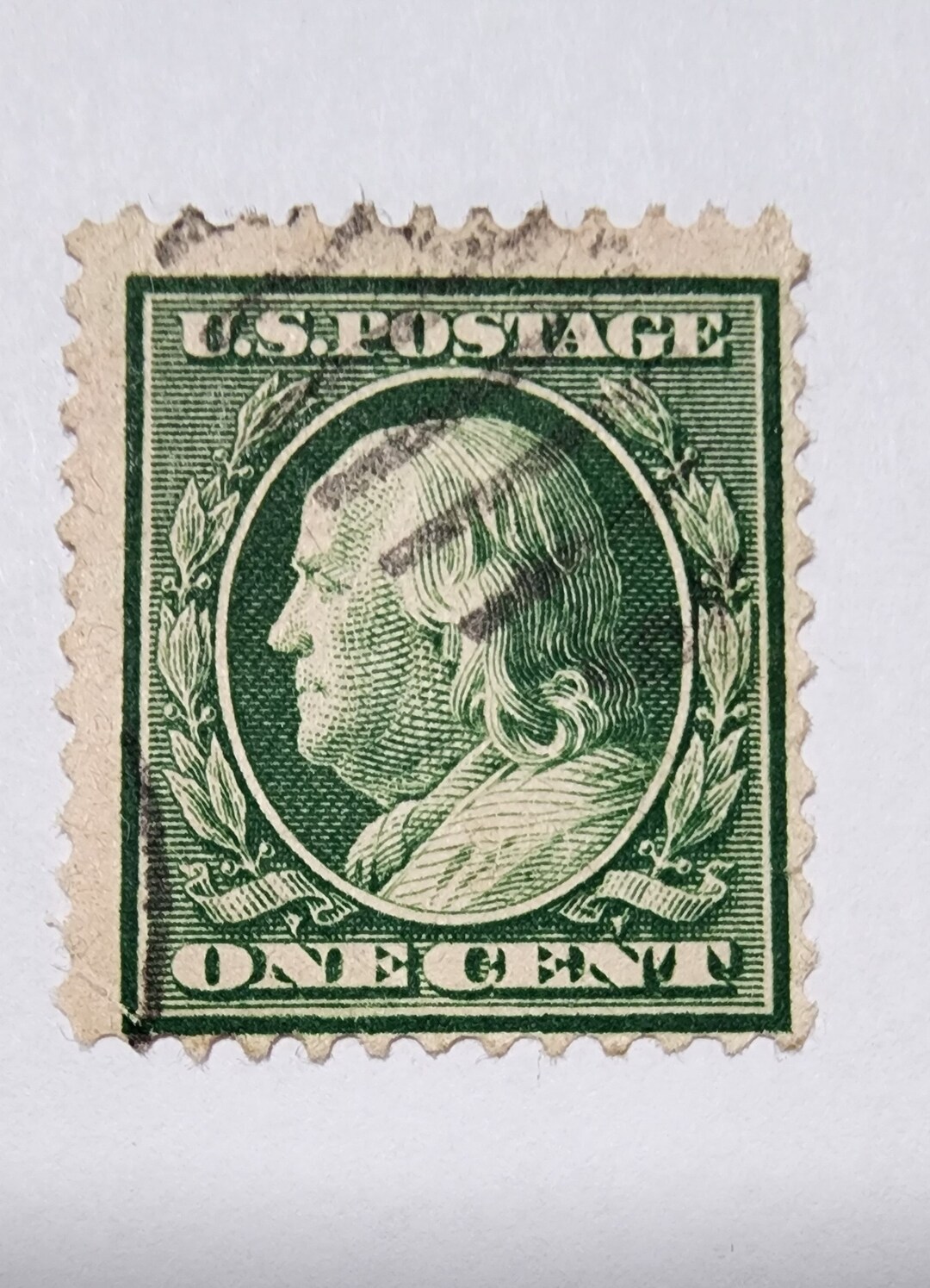 US Postage Stamp Benjamin Franklin in Circular Frame One Cent - Etsy