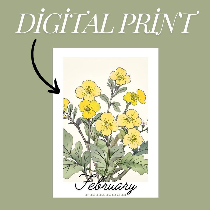 February Birth Flower Digital Print - Wall Art, Printable, Pretty ...
