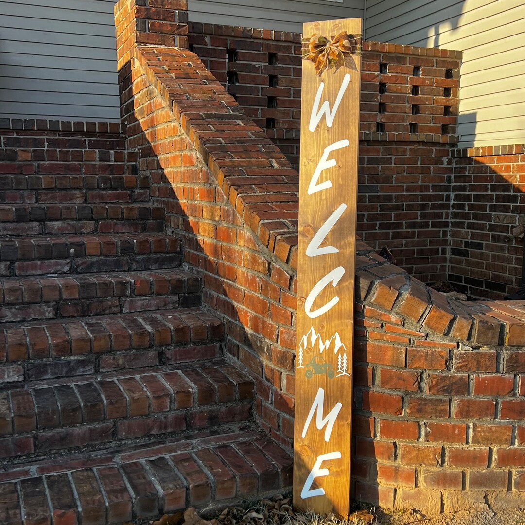Sxs Wood Welcome Porch Sign , Side by Side Front Porch Sign , Vertical ...