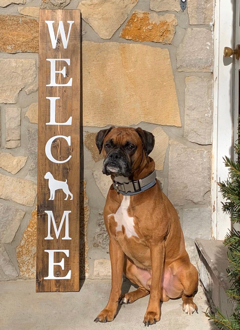 Boxer Dog Gifts Front Porch Welcome Sign Boxer Dog Sign - Etsy