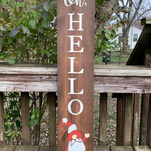 Oh Hello Gnome Front Porch Sign | Three Foot Porch Decor | Holiday ...