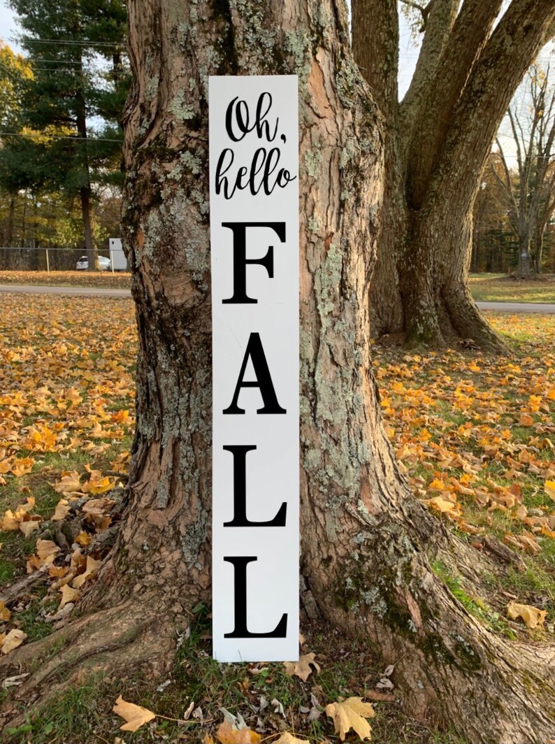 Oh Hello Fall Porch Sign | Wood Entryway Sign | Fall Decor - Etsy