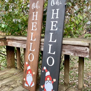 Oh Hello Gnome Front Porch Sign | Three Foot Porch Decor | Holiday ...