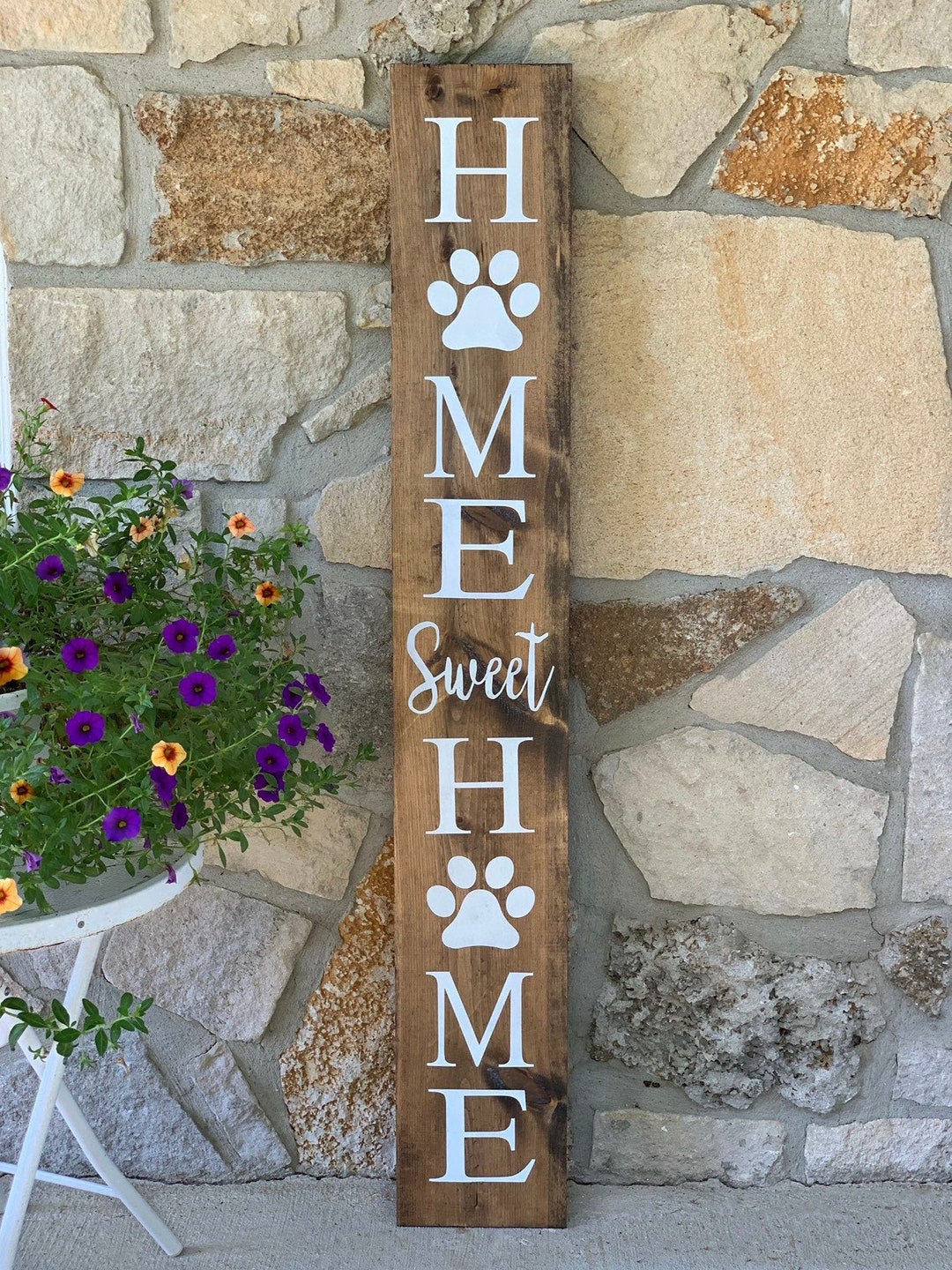 Home Sweet Home Front Porch Sign | Porch Decor | Paw Print Sign | Pet ...