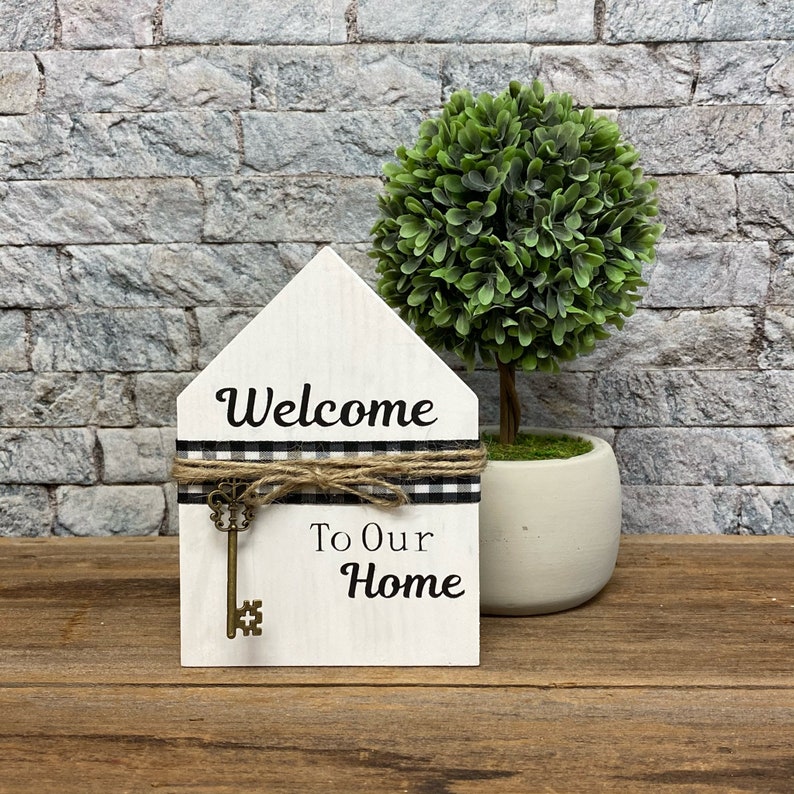 Mini Welcome to Our Home Wood House Tiered Tray Decor Small | Etsy