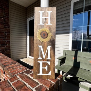 Wood 2ft Vertical Home Sign With 3D Sunflower - Etsy