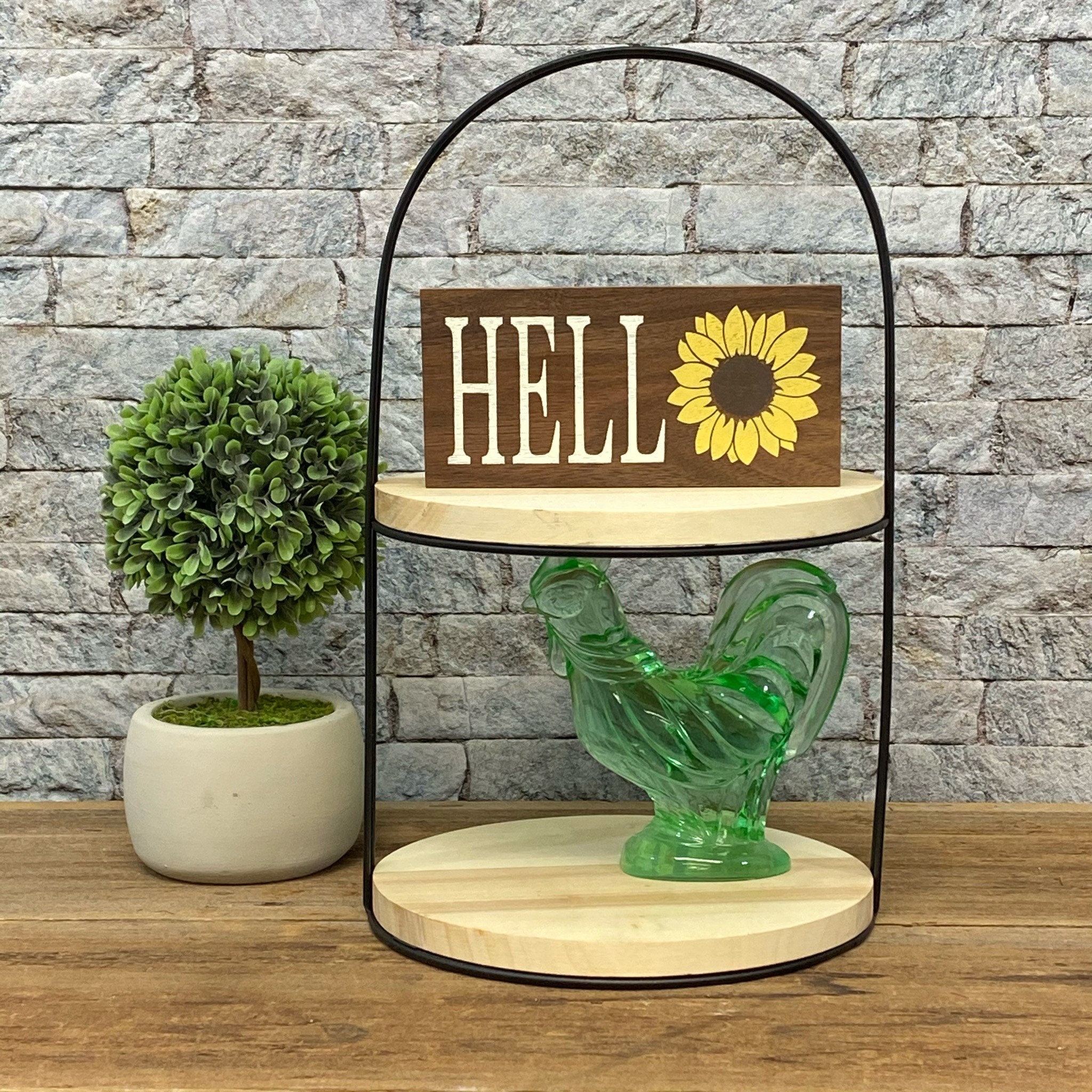 Tiered Tray Wood Signs, Sunflower Wood Sign, Hello Wood Sign, Welcome ...
