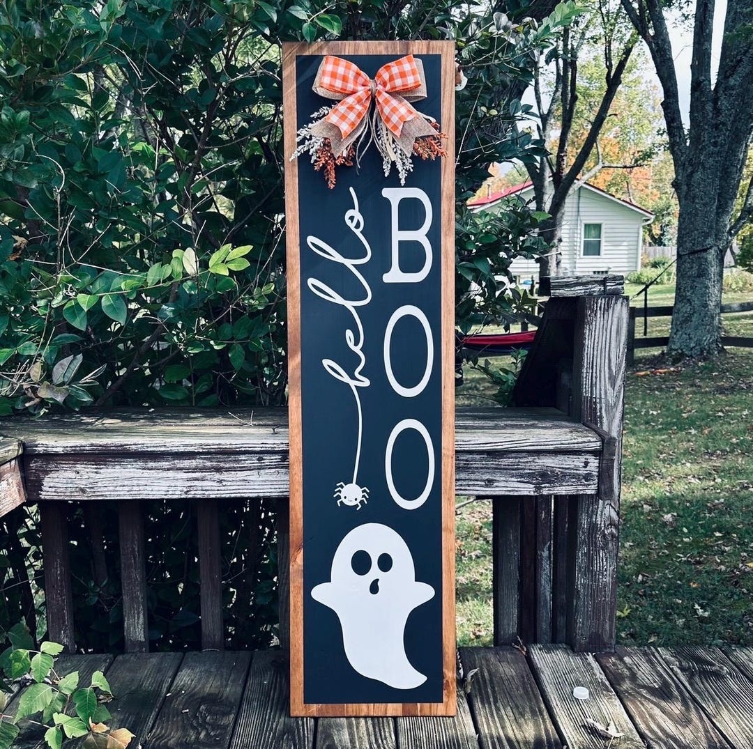 Four Foot Hello Boo Porch Sign | Halloween Decor | Fall Porch Leaner - Etsy