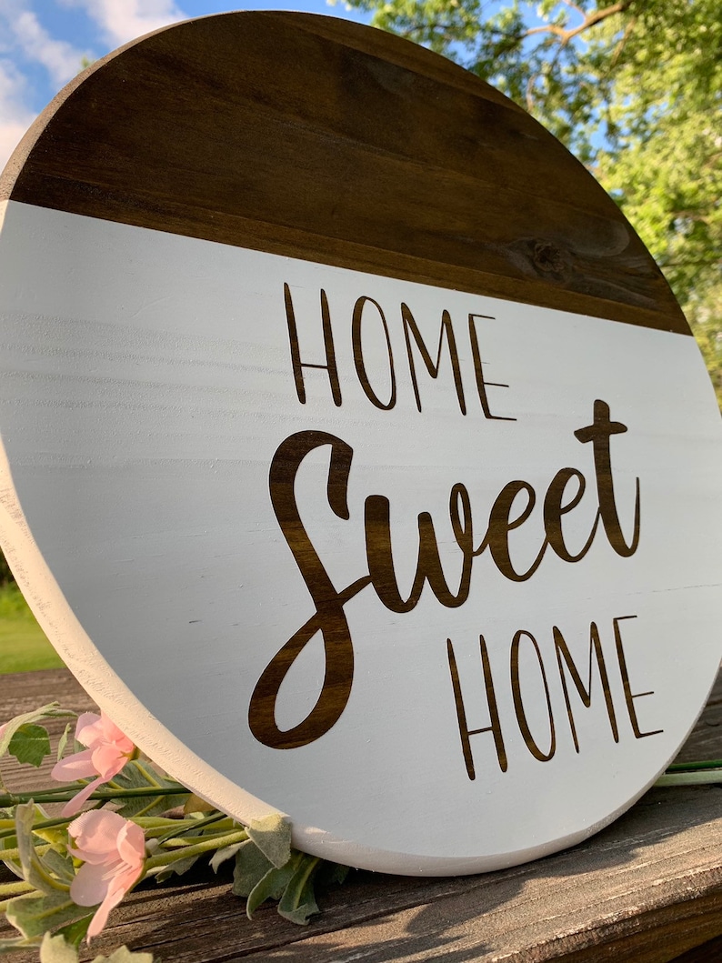Home Sweet Home Sign Round Wood Sign Home Decor Wood | Etsy
