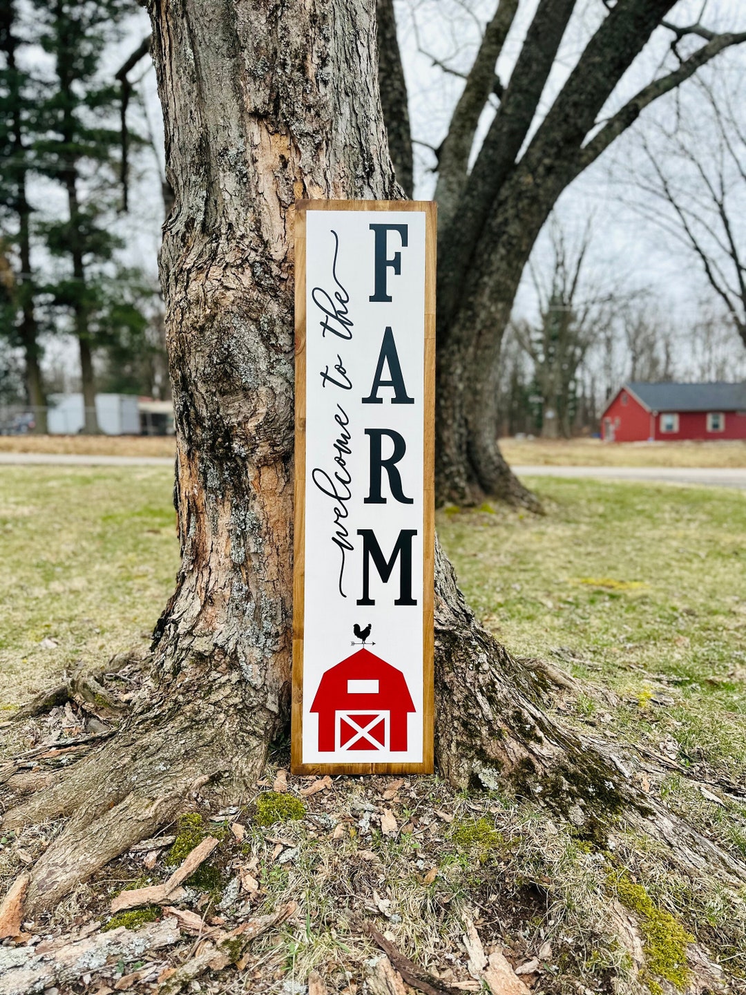 Welcome to the Farm Wood Sign With Barn | Farmhouse Porch Leaner | Gift ...