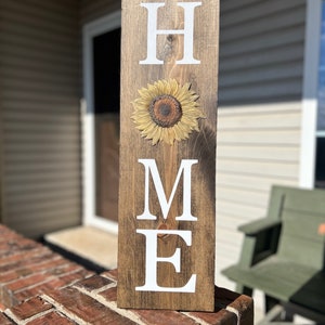 Wood 2ft Vertical Home Sign With 3D Sunflower - Etsy
