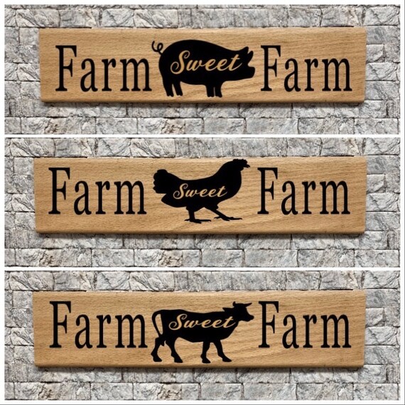 Horizontal Farm Sweet Farm Wood Sign Wall Decor Farmhouse | Etsy