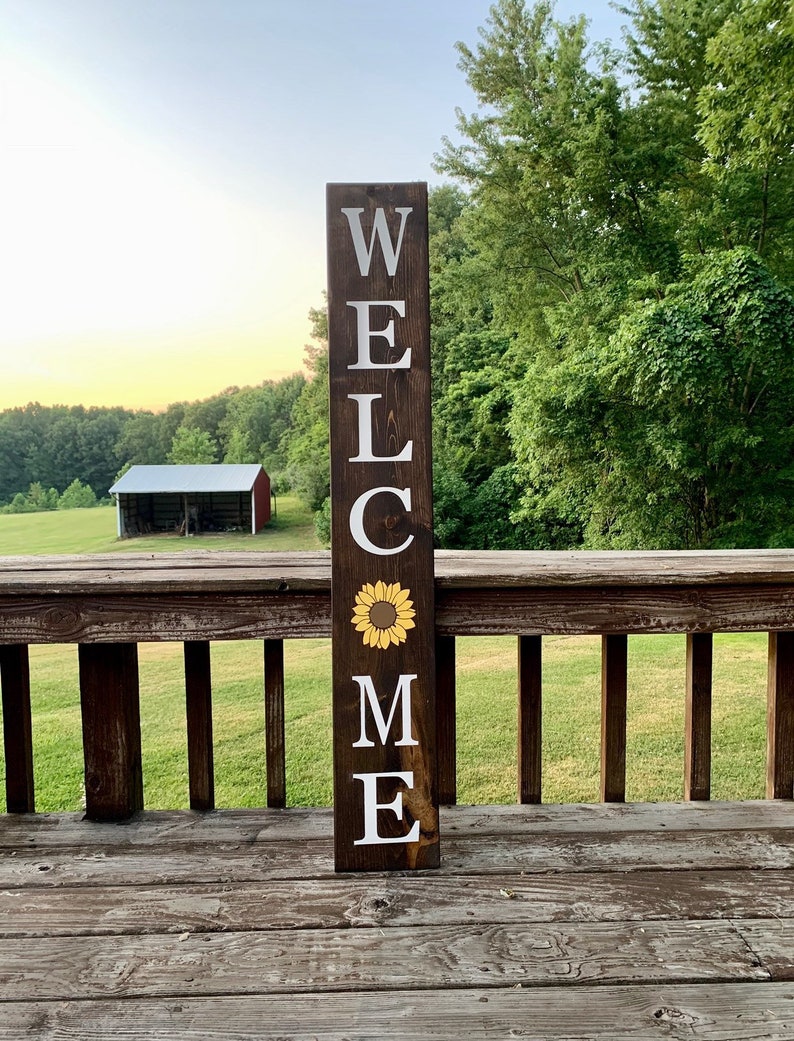 Sunflower Welcome Porch Sign Sunflower Porch Leaner Gift - Etsy
