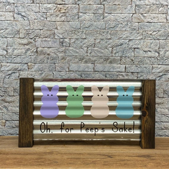 Easter Peeps Tin Sign Shelf Sitter Holiday Sign Metal Sign | Etsy